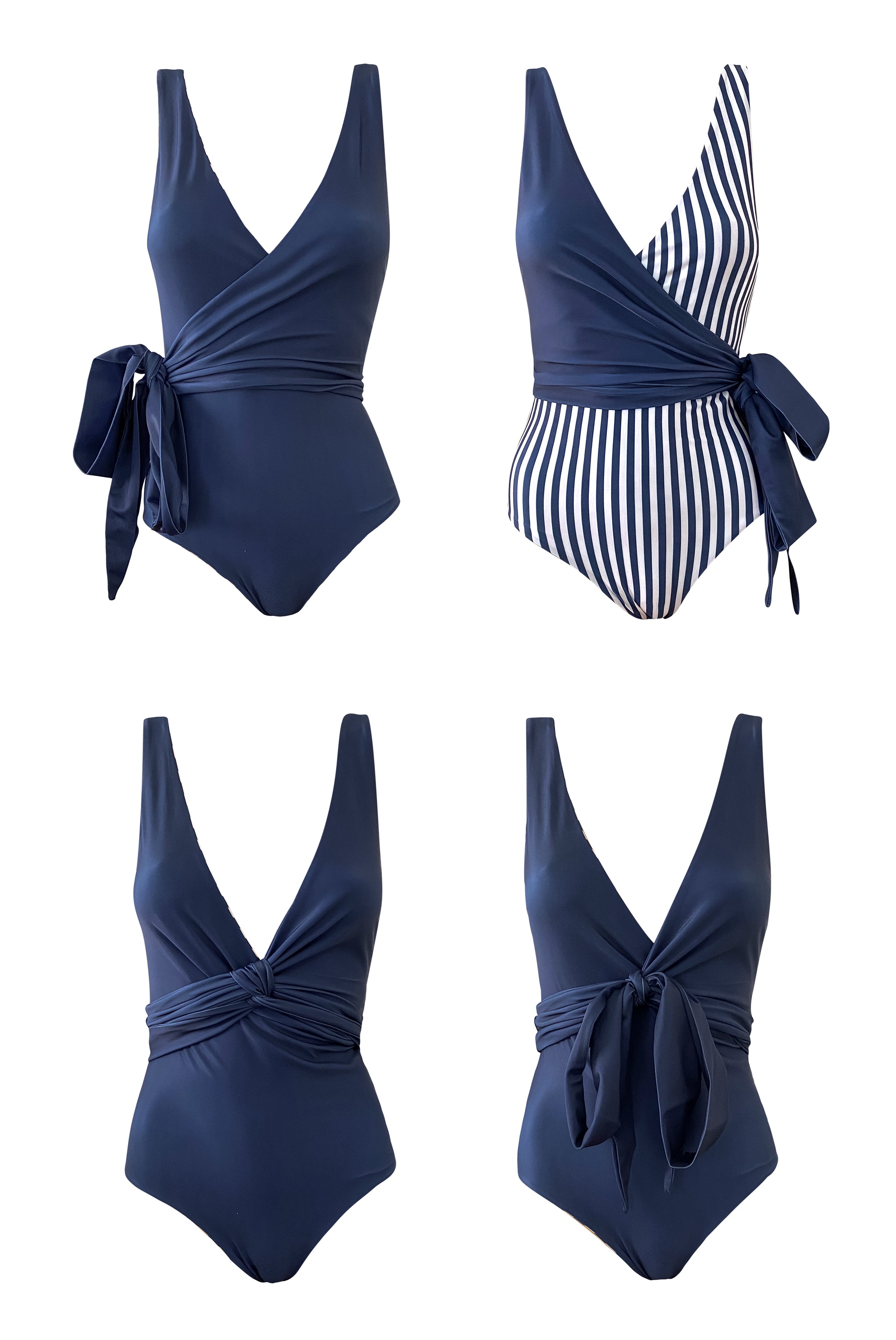 Hamptons Reversible Wrap Swimsuit | Women's Navy One-Piece | Plus Size ...