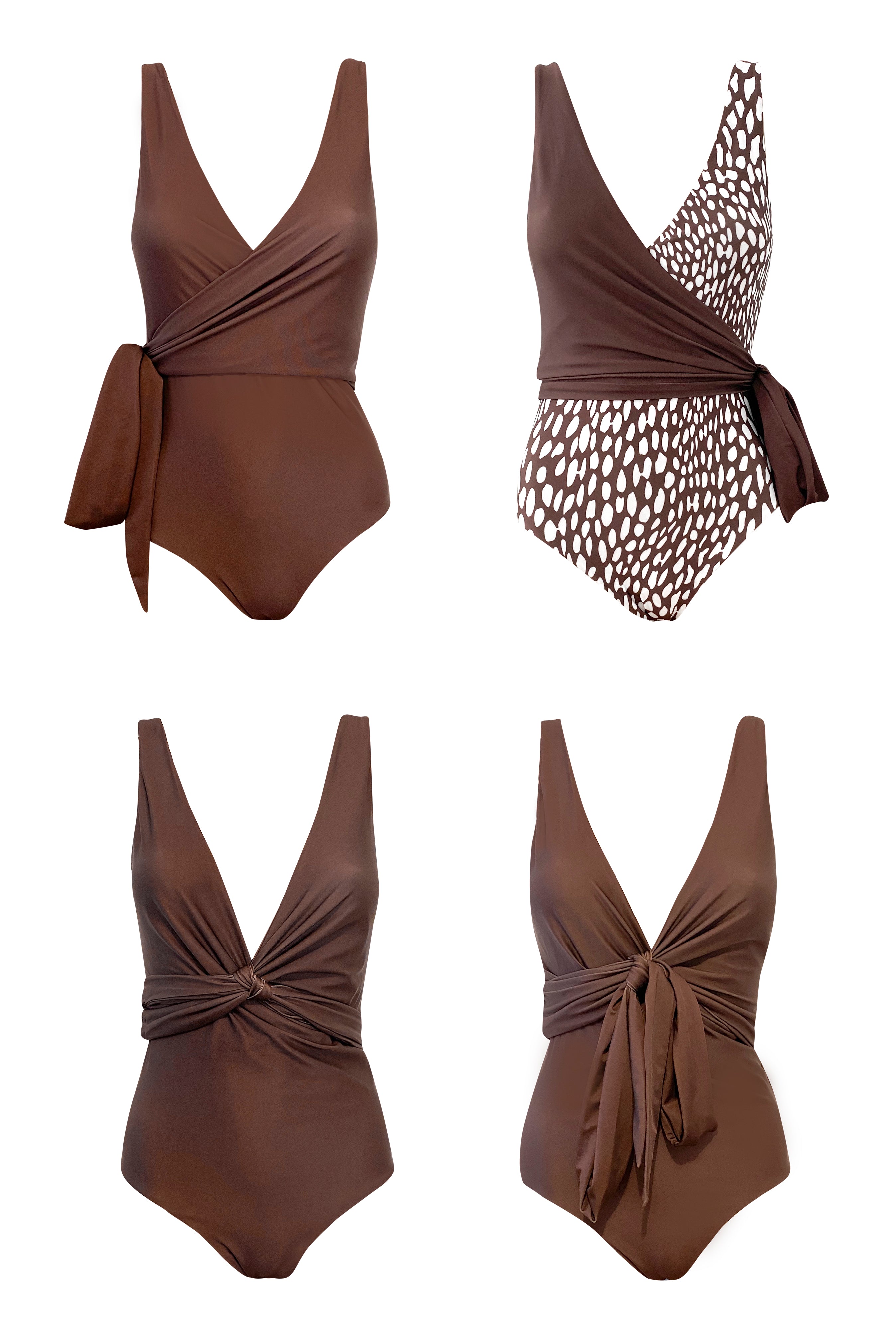 Zanzibar Reversible Wrap Swimsuit | Women's Brown One-piece – Baiia ...